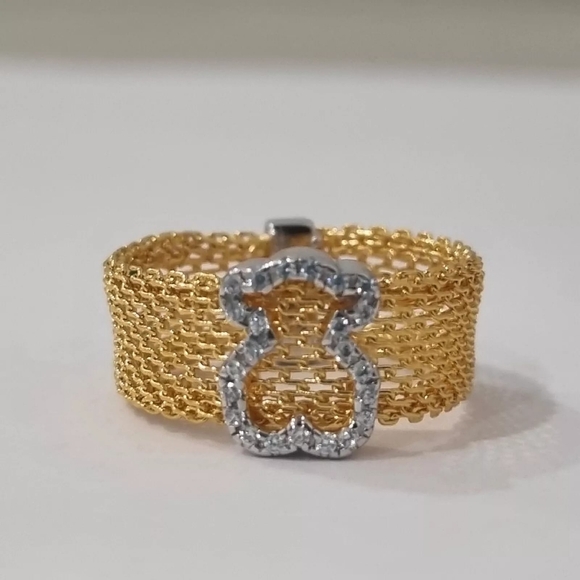 Tous | Jewelry | Tous White And Yellow Bear Mesh Ring Size 8 | Poshmark